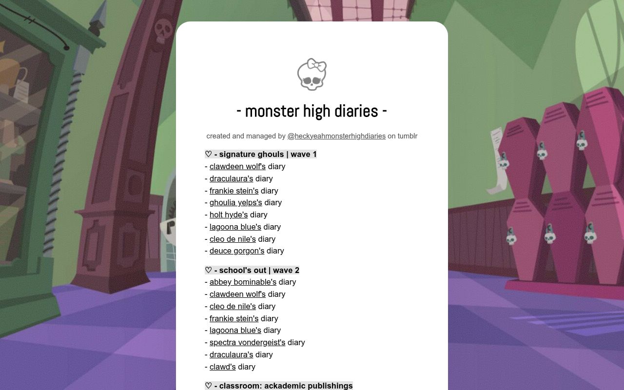 monster high diaries